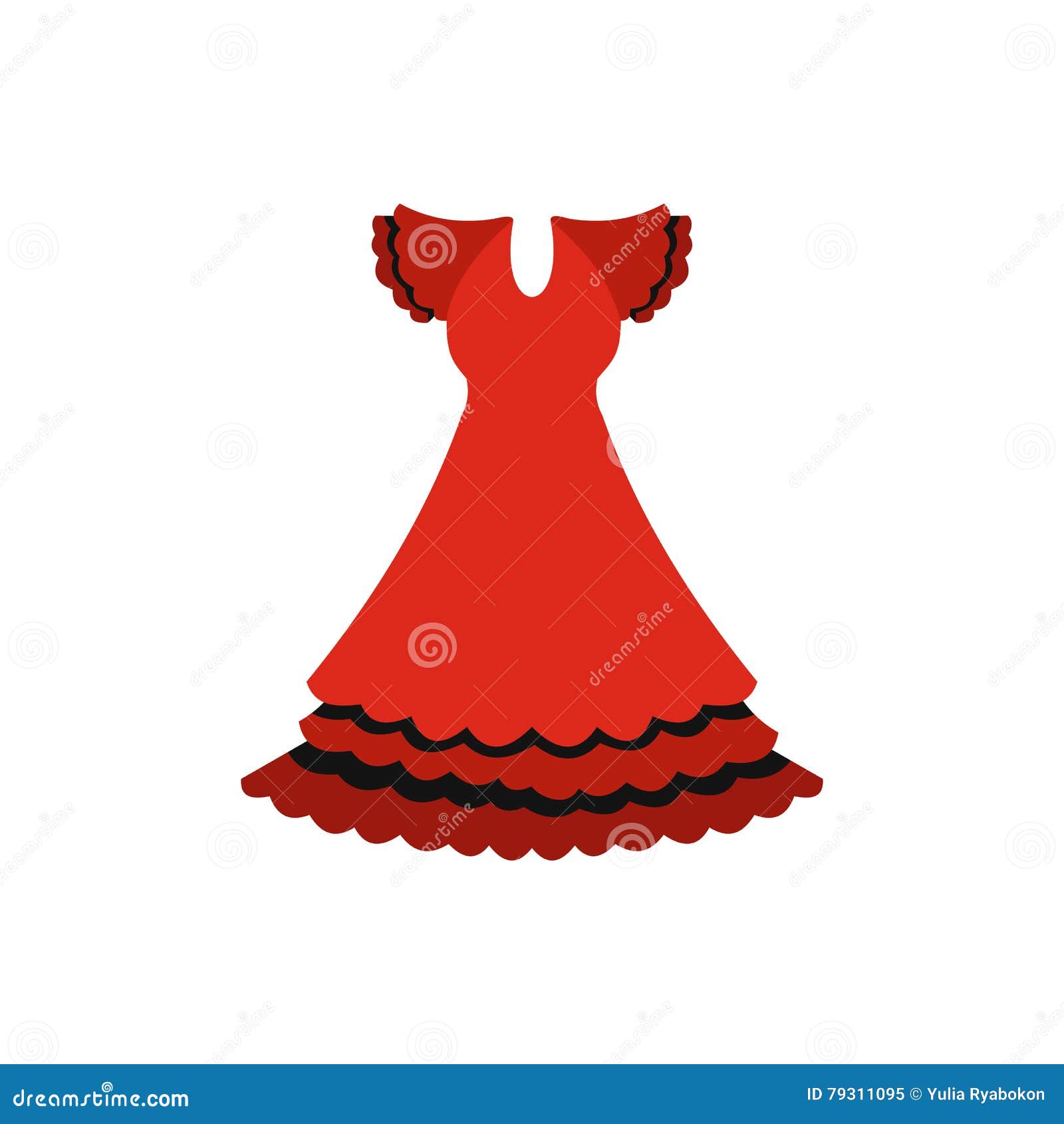 Red dress icon, flat style stock vector. Illustration of clothes - 79311095
