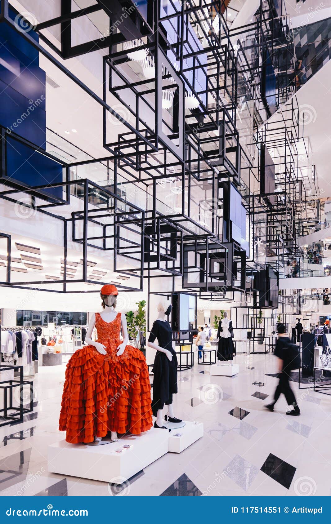 Red Dress Mannequin with Black Color Structure in the Background ...