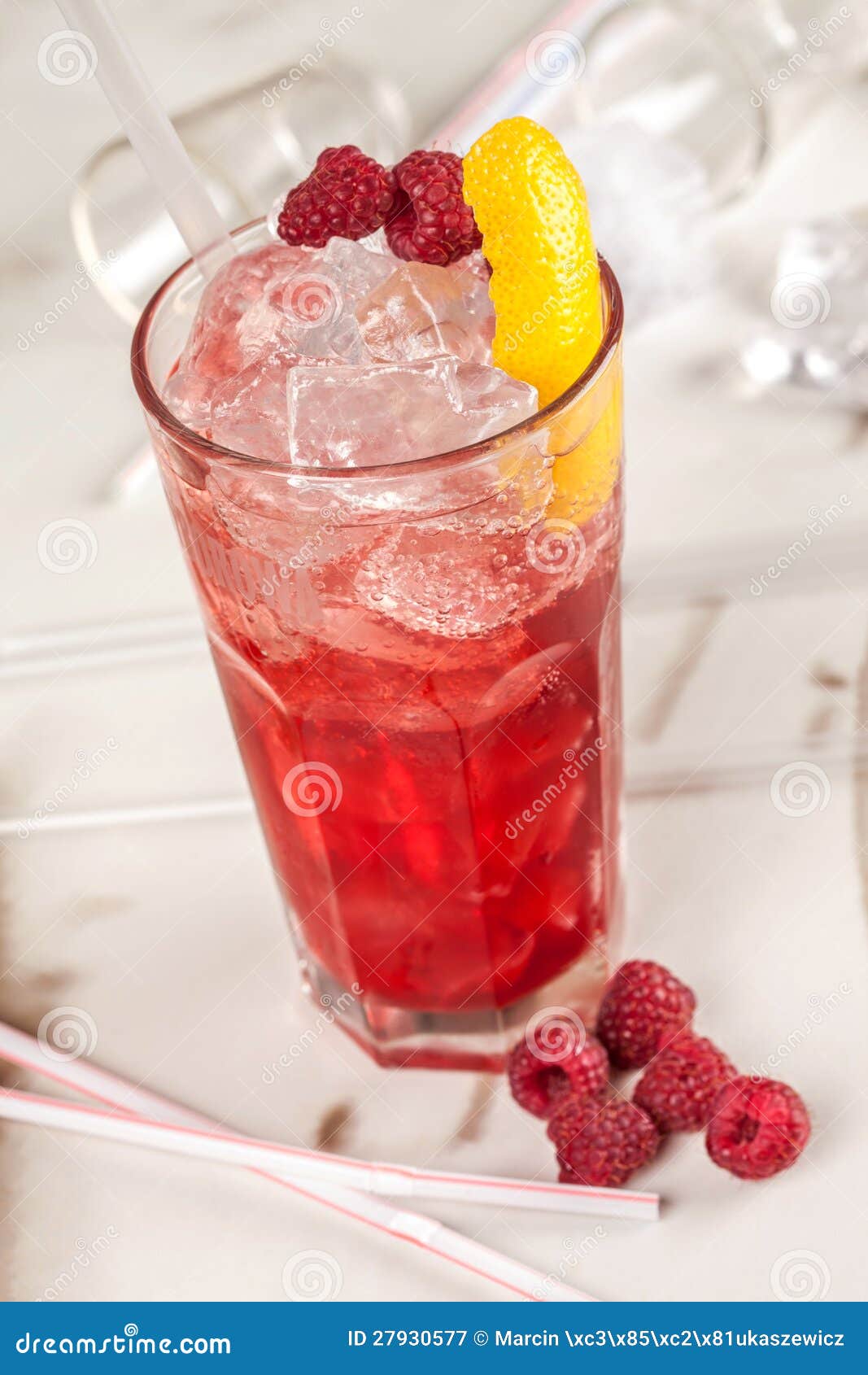 Red drink with raspberries stock image. Image of cocktail - 27930577