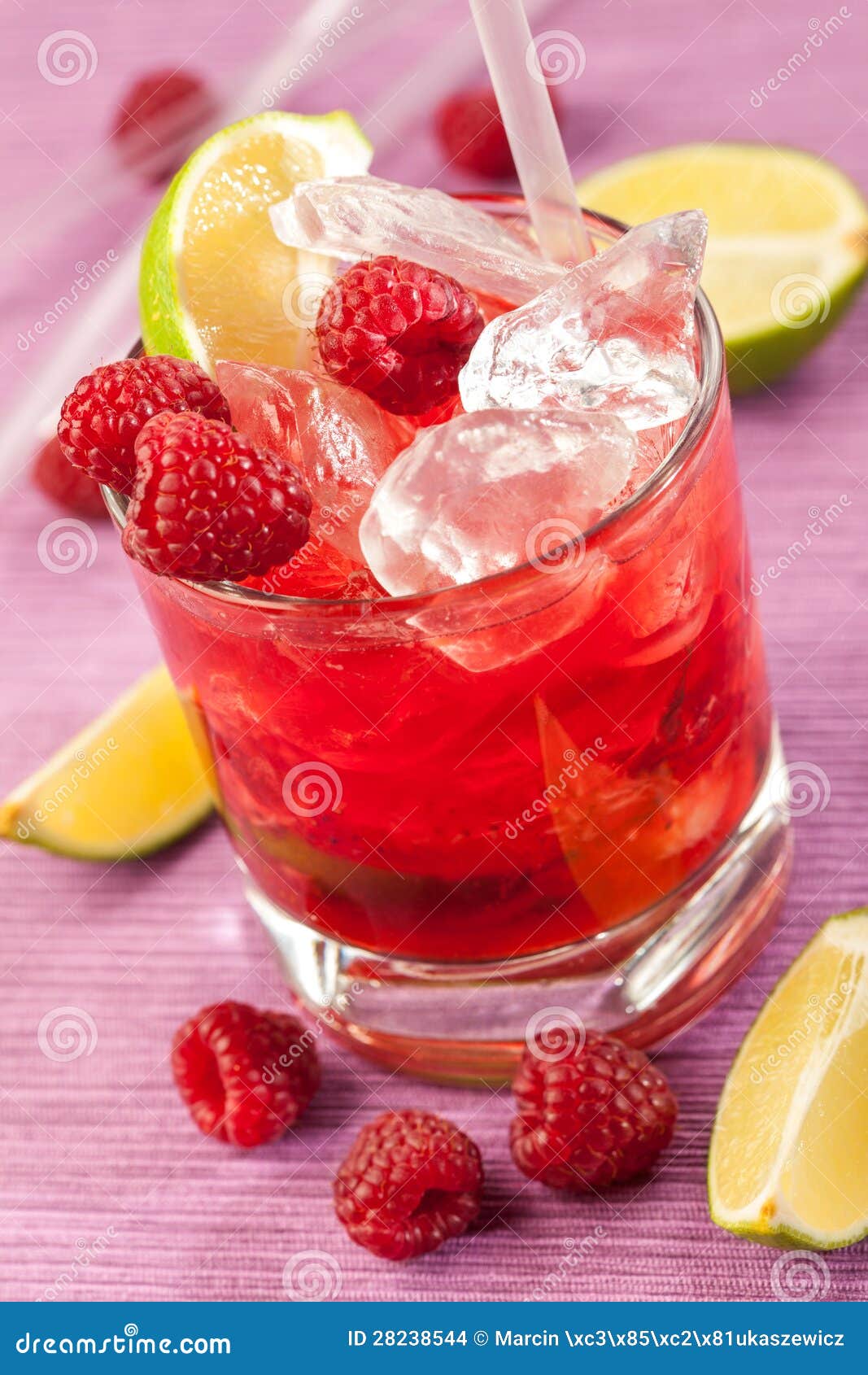 Red Drink with Raspberries and Ice Stock Photo - Image of brown ...