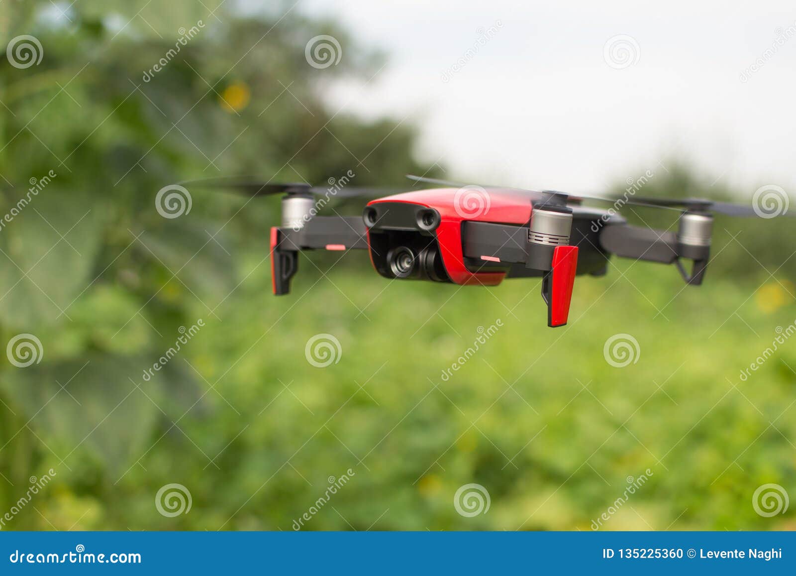 Red Drone Hovering in the Air Stock Photo - Image of illustrative ...