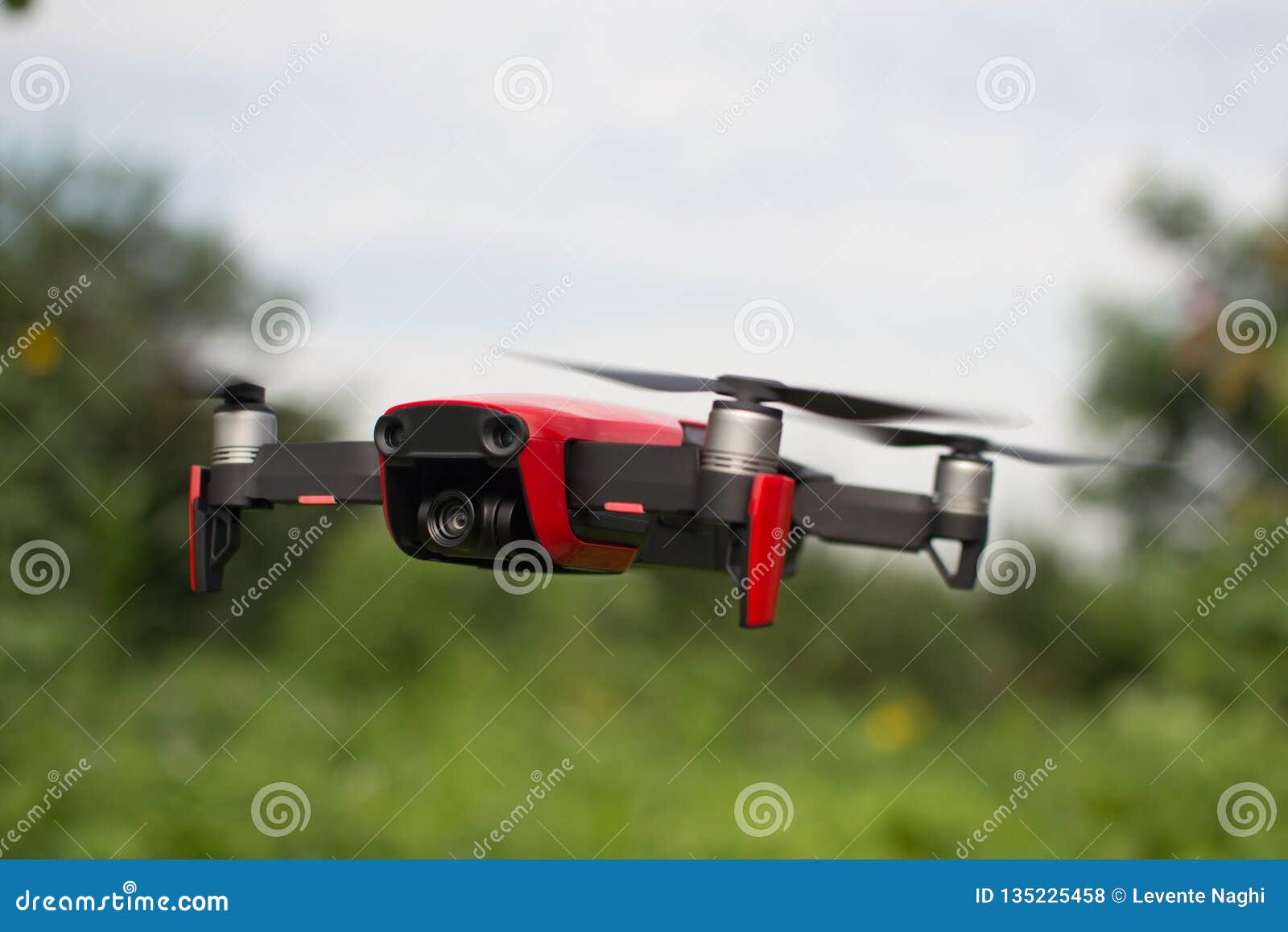Red Drone Hovering in the Air Stock Photo - Image of control, drone ...