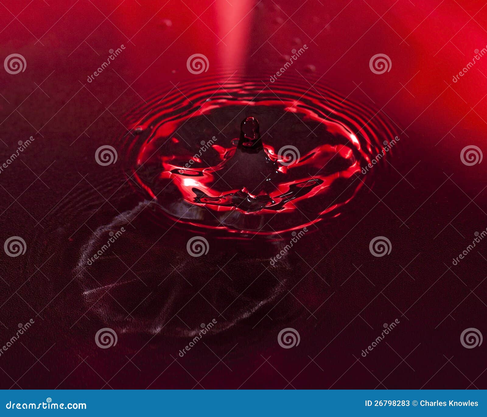 Red Drop Falls into a Pool of Water Stock Image - Image of glass, drink ...