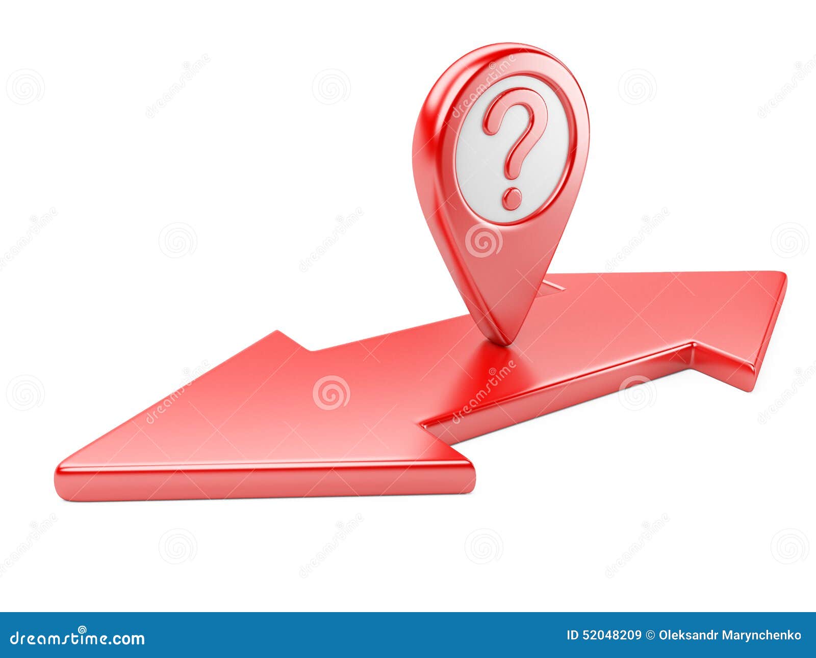 Red Dual Direction Arrow with Question Symbol and Map Pointer Stock ...