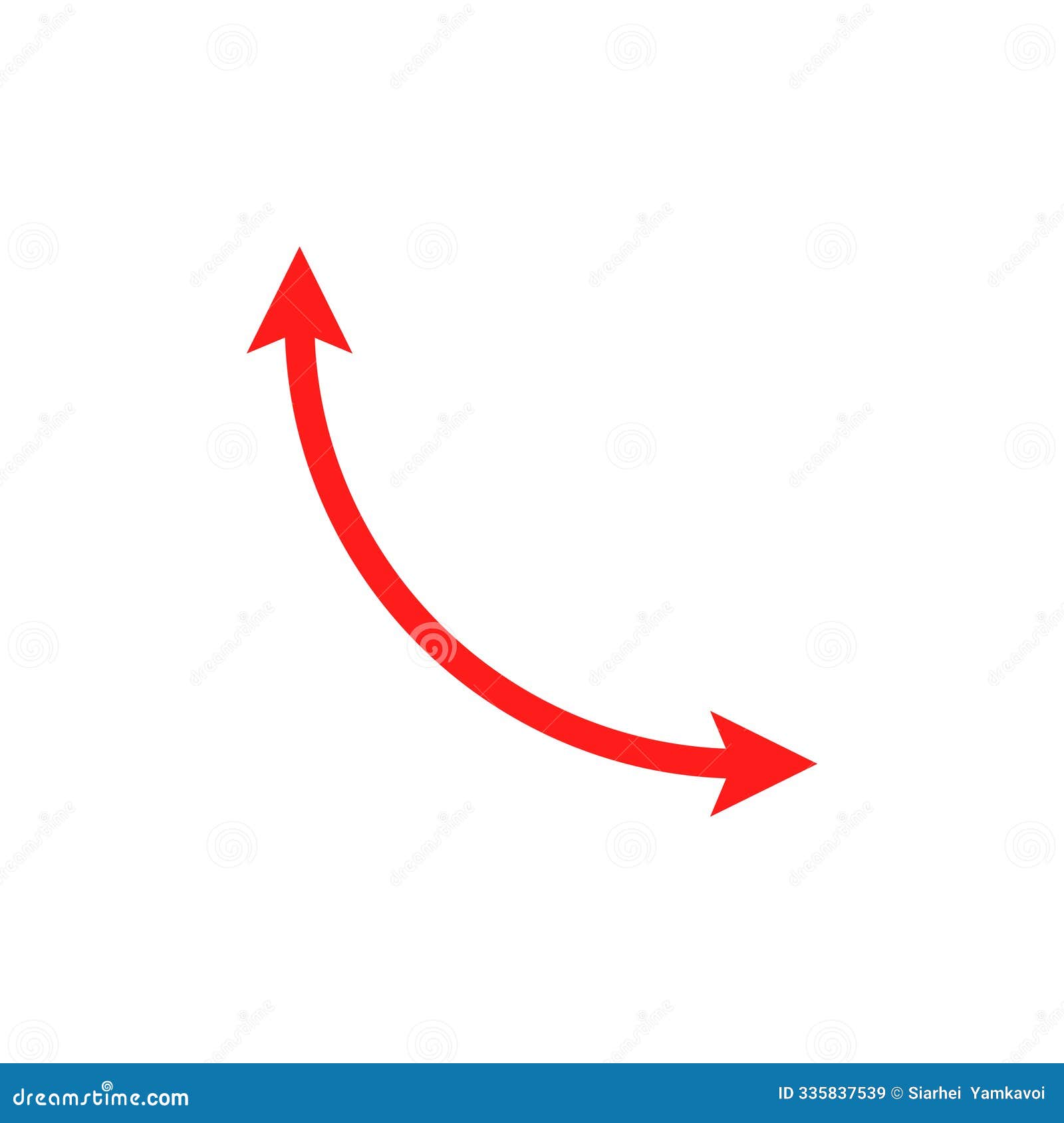 Red Dual Semi Circle Arrow. Semicircular Curved Thin Long Double Ended ...