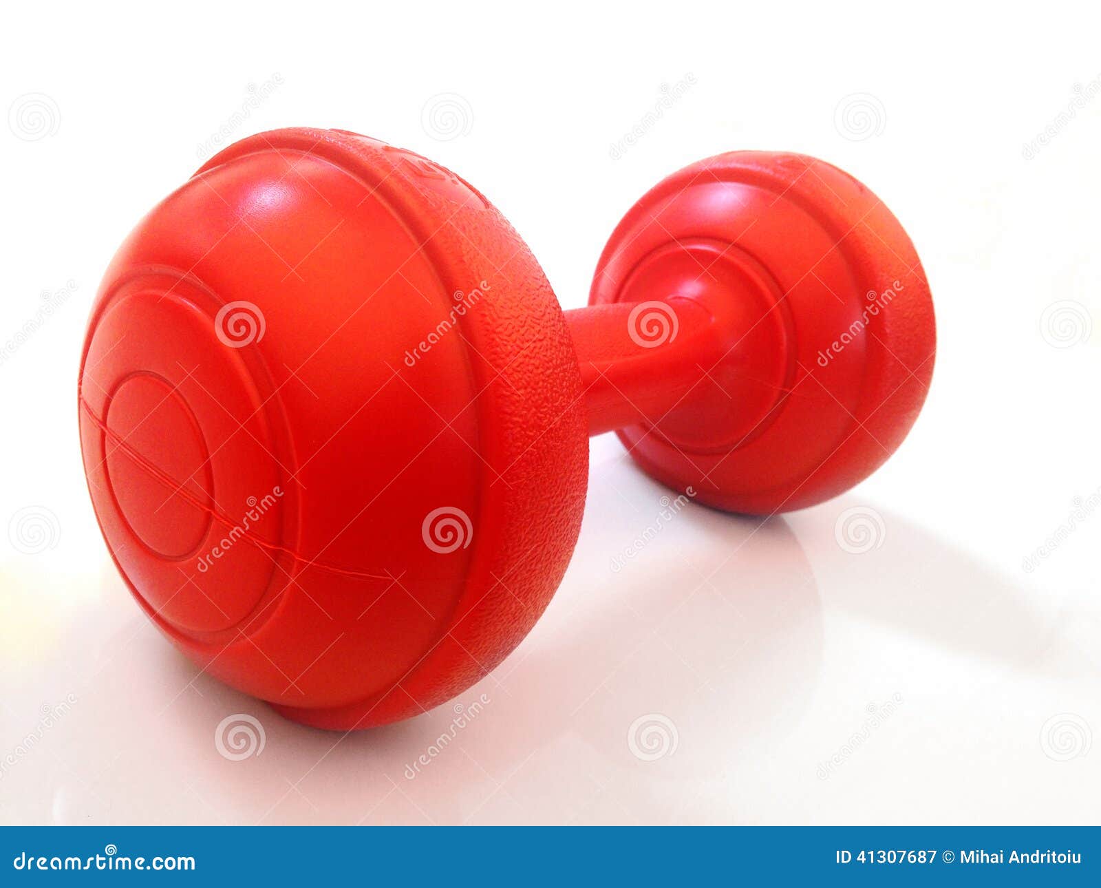 Red Dumbbell on White Background Stock Image - Image of health ...