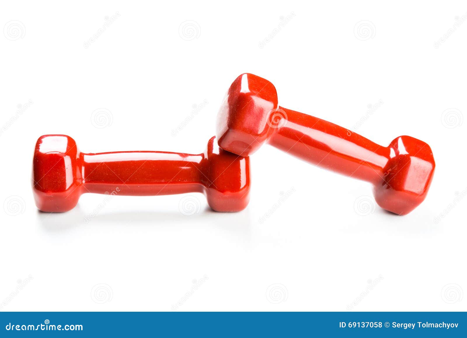 Red Dumbbells stock photo. Image of exercise, sport, tape - 69137058