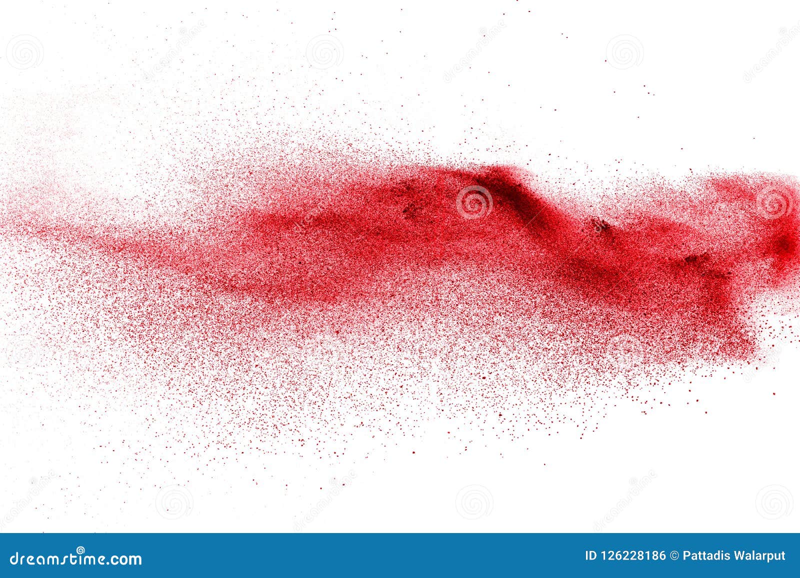 Red Powder Explosion.Red Dust Particles Explosion on White Background ...