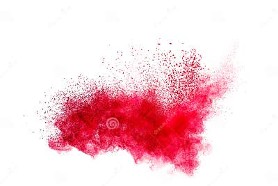 Red Dust Particles Explosion on White Background.Red Sand Splatter ...