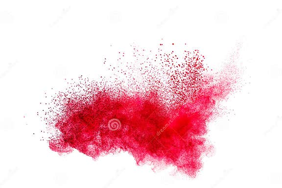 Red Dust Particles Explosion on White Background.Red Sand Splatter ...