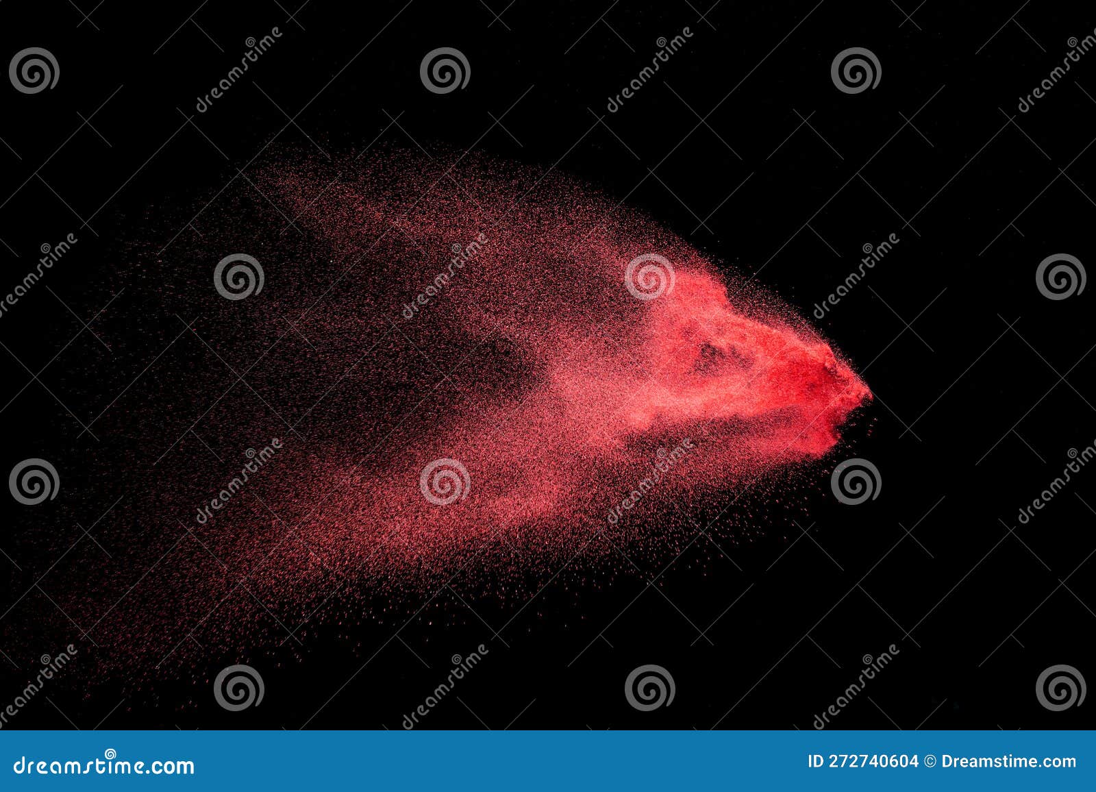 Red Dust Particles Explosioon on Black Background.Red Powder Splash ...
