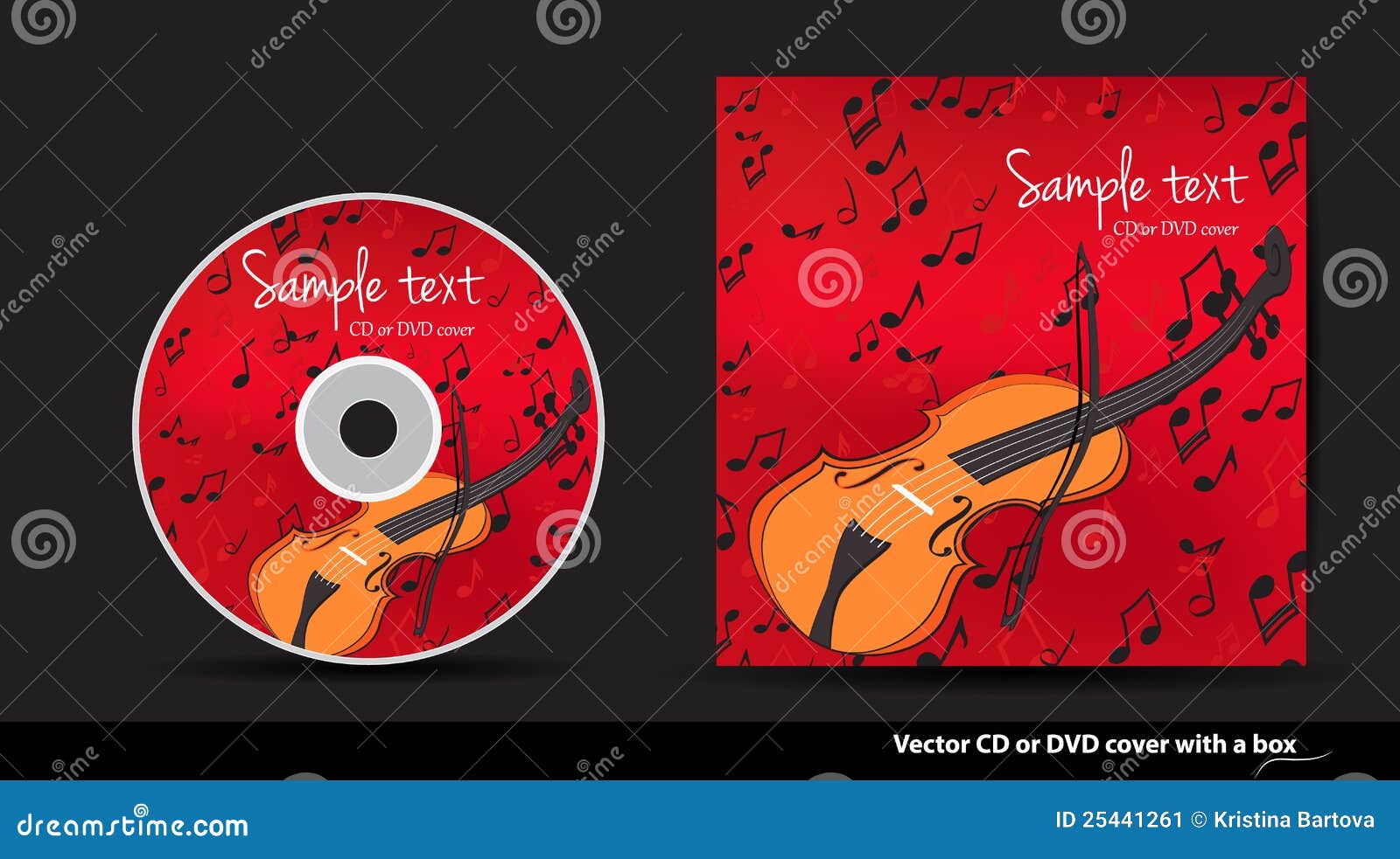Red DVD Cover with Violin and Notes Stock Illustration - Illustration ...