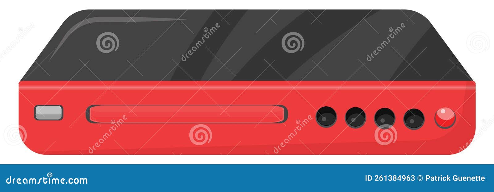 Red DVD player, icon stock vector. Illustration of power - 261384963