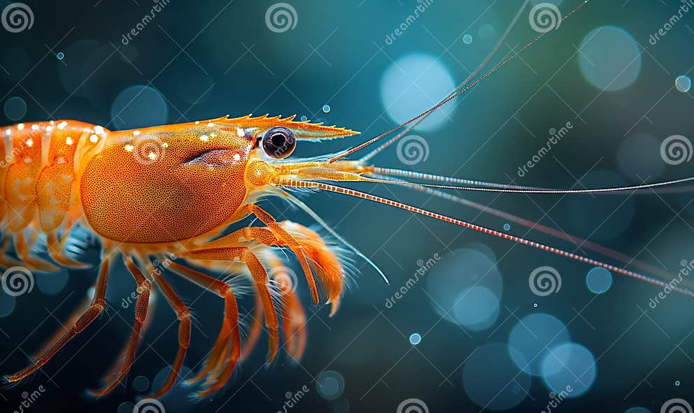 Red Dwarf Shrimp on Waterweed. Selective Soft Focus Stock Photo - Image ...