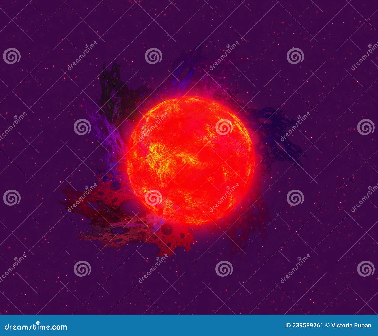 Red Dwarf Star in Cosmos. Space Flight To the Red Star Stock ...