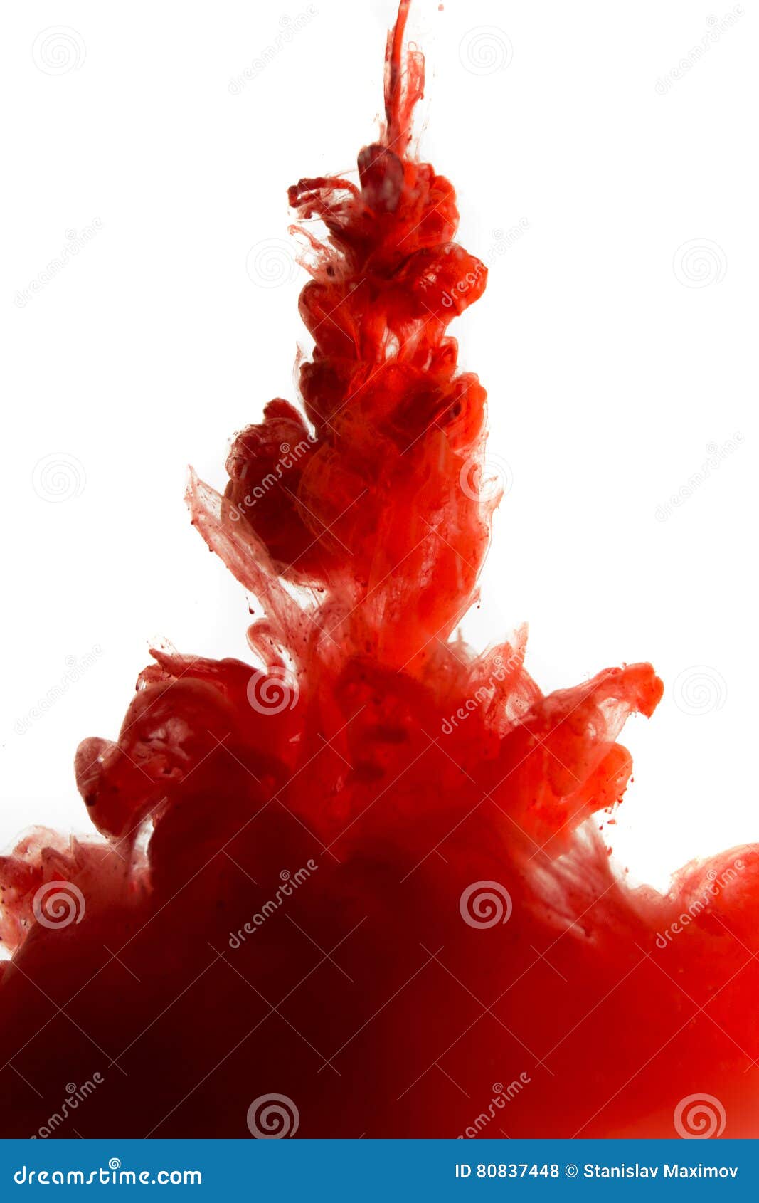 Red dye in water stock photo. Image of paint, white, isolated - 80837448