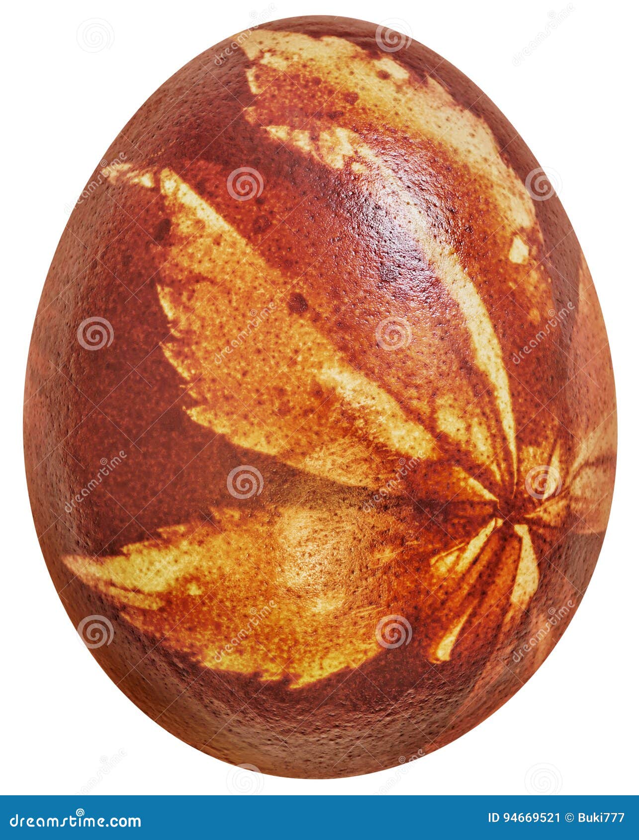 Red Dyed Easter Egg Decorated with Weed Leaves Imprints Isolated on ...