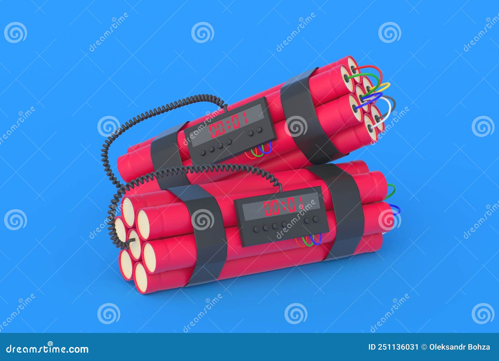 Red Dynamite Bombs with Digital Timer. Countdown and Deadline Stock ...