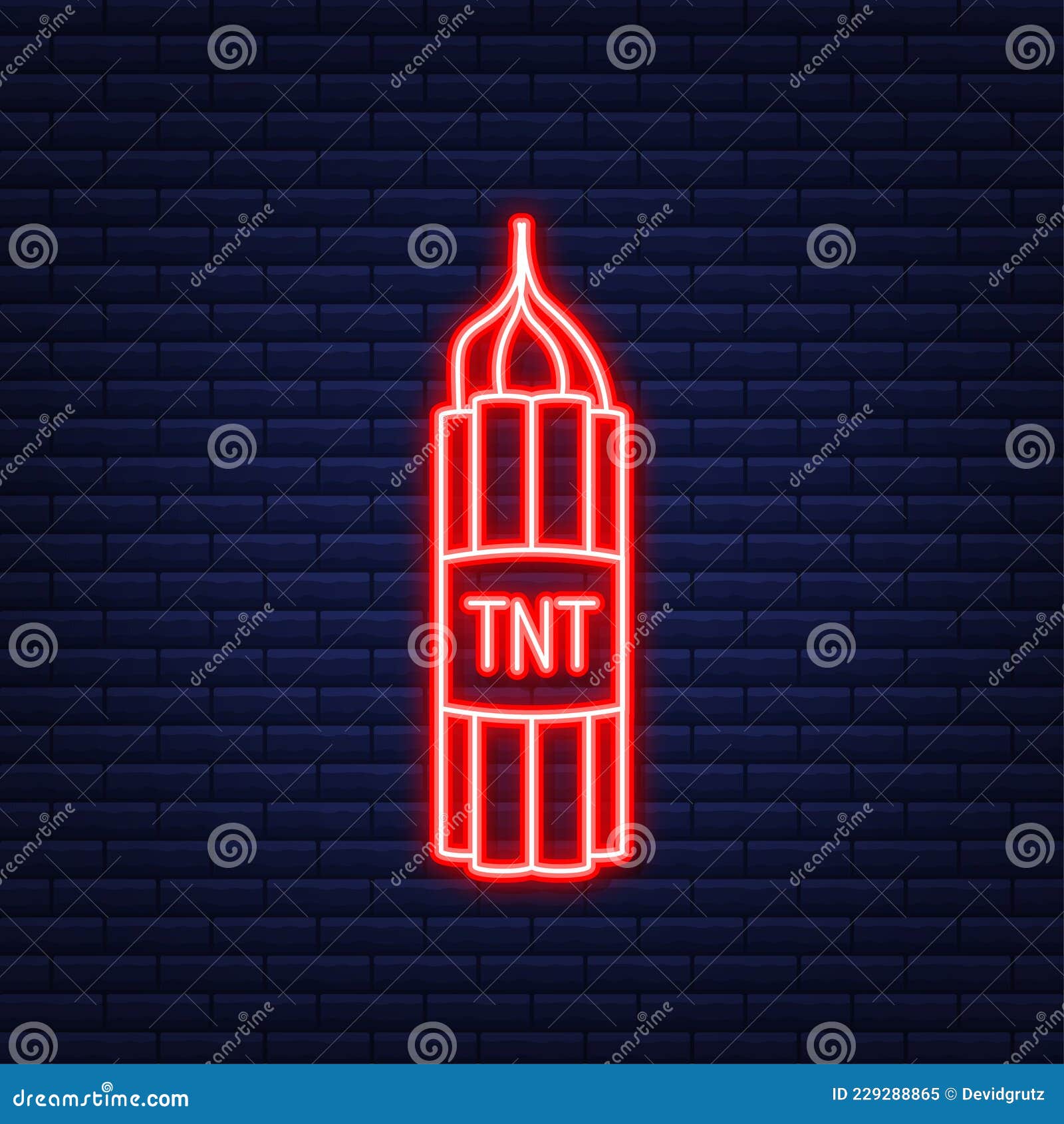 Red Dynamite Pack with Electric Time Bomb, TNT. Neon Icon. Vector ...