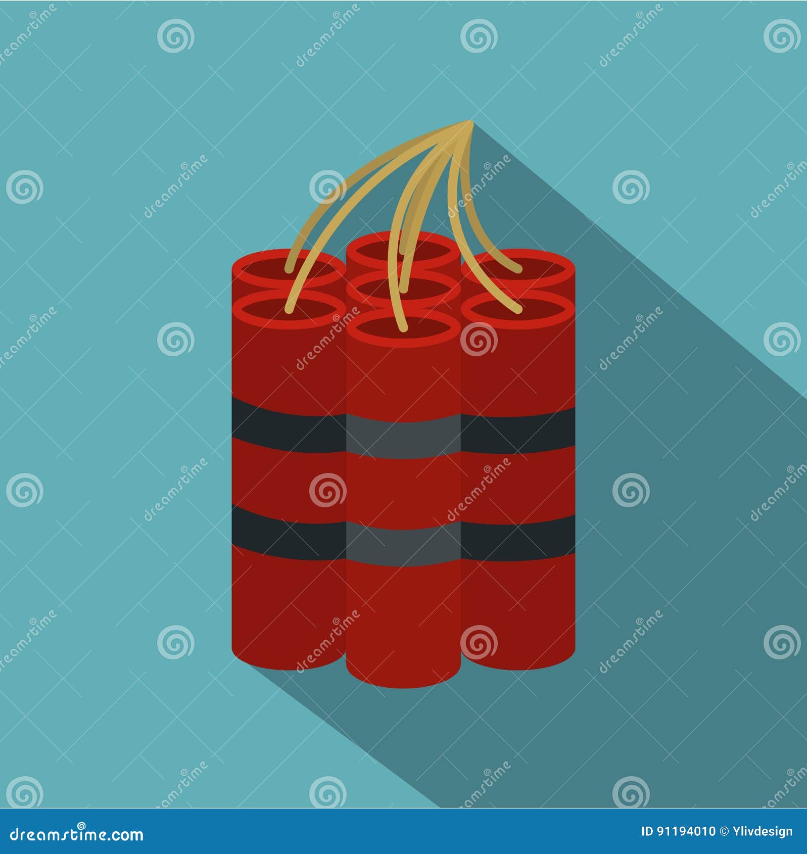 Red Dynamite Sticks Icon, Flat Style Stock Vector - Illustration of ...