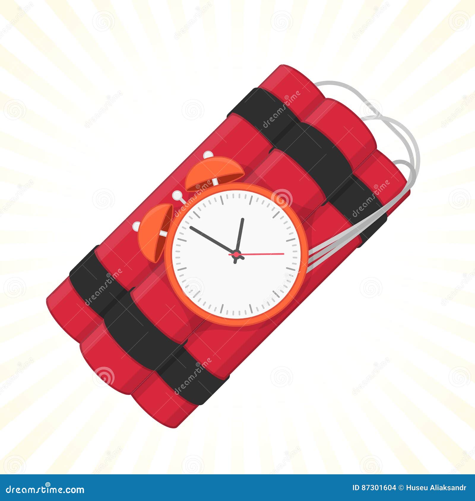 Red dynamite with timer. stock vector. Illustration of destruction ...