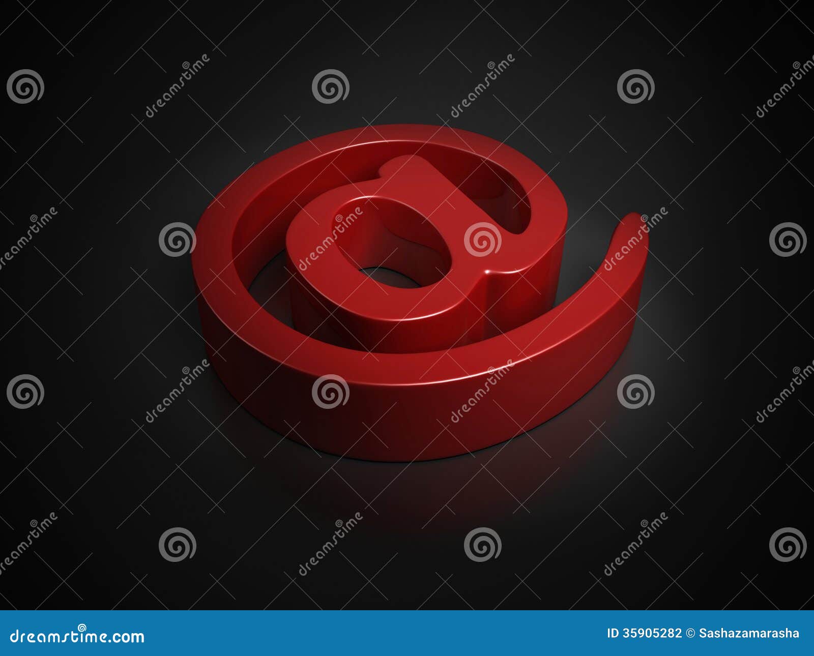 Red E-mail at Symbol in the Dark Stock Illustration - Illustration of ...