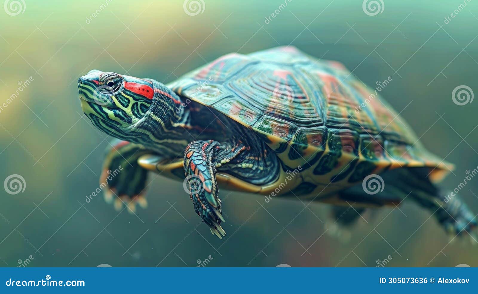 Red-eared Slider Turtle (Trachemys Scripta Elegans). Generative AI ...