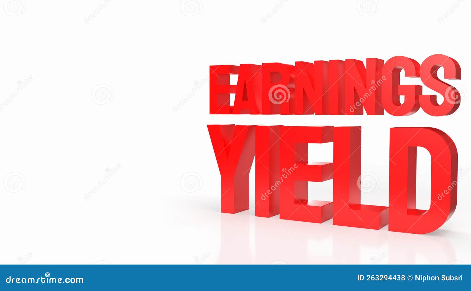 Red Earnings Yield Text on White Background for Business Concept 3d ...