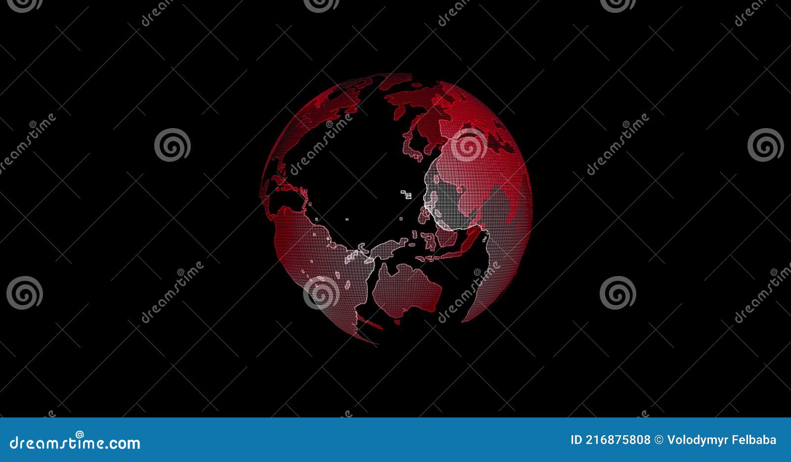 Red Earth View from Outer Space. Big Data 3d Earth. Binary Code ...