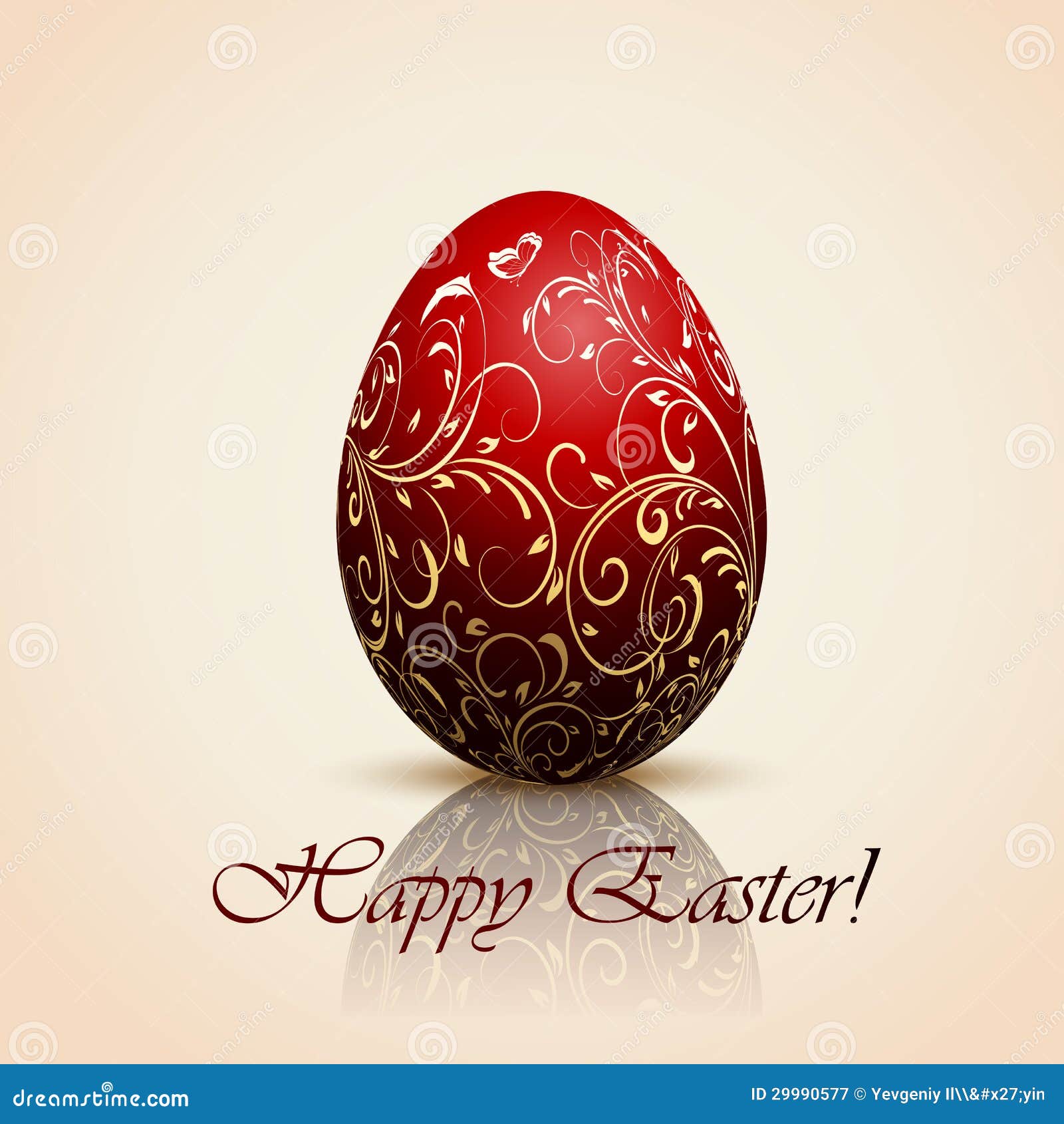 Red decorative Easter egg stock vector. Illustration of shine - 29990577