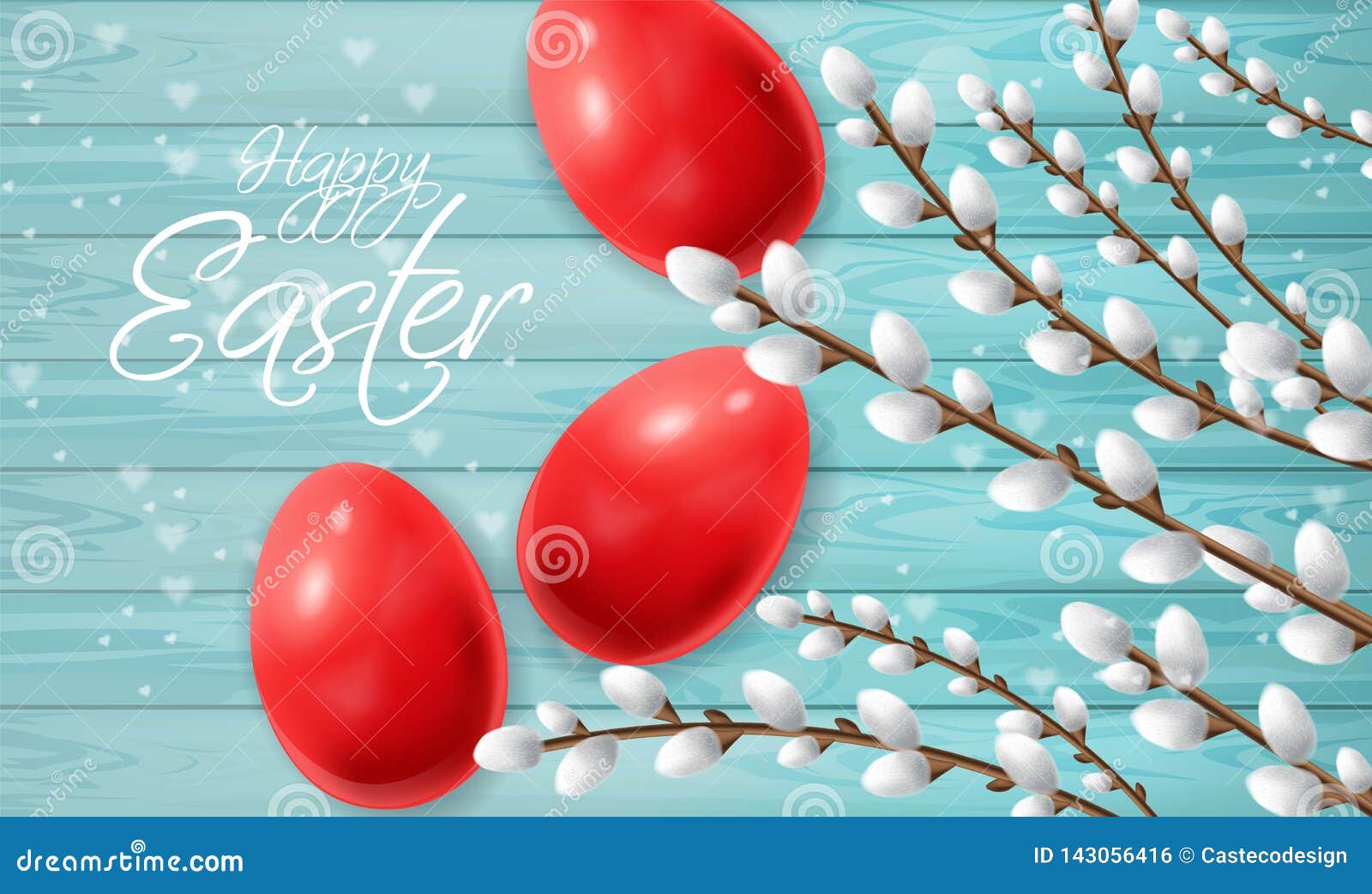 Red Easter Eggs Vector Realistic. Happy Holiday Card with Colored Eggs ...