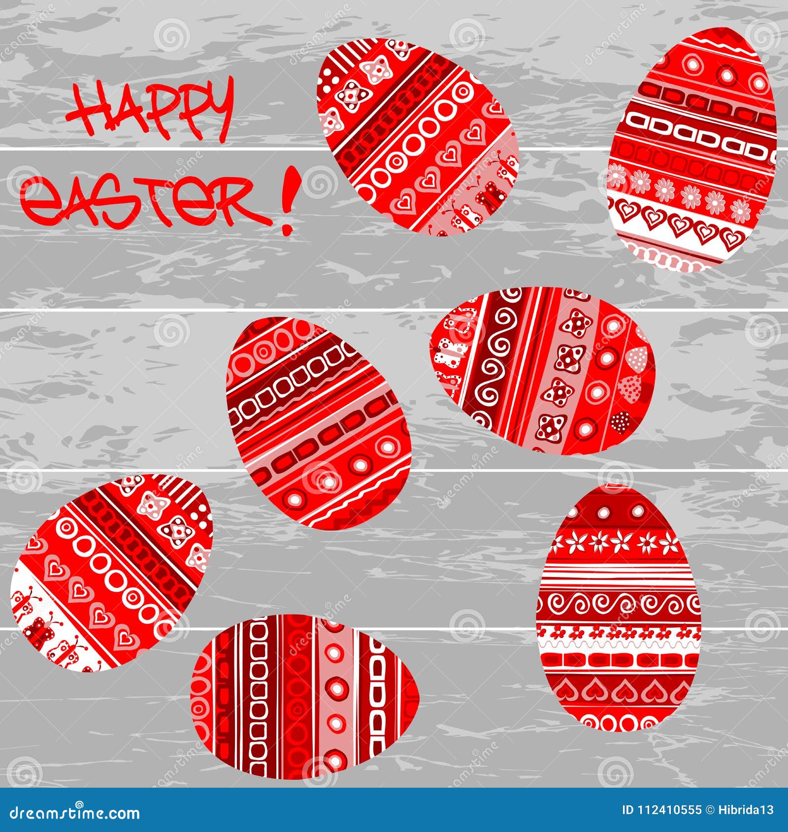 Red Easter Eggs on Wooden Background Stock Vector - Illustration of ...