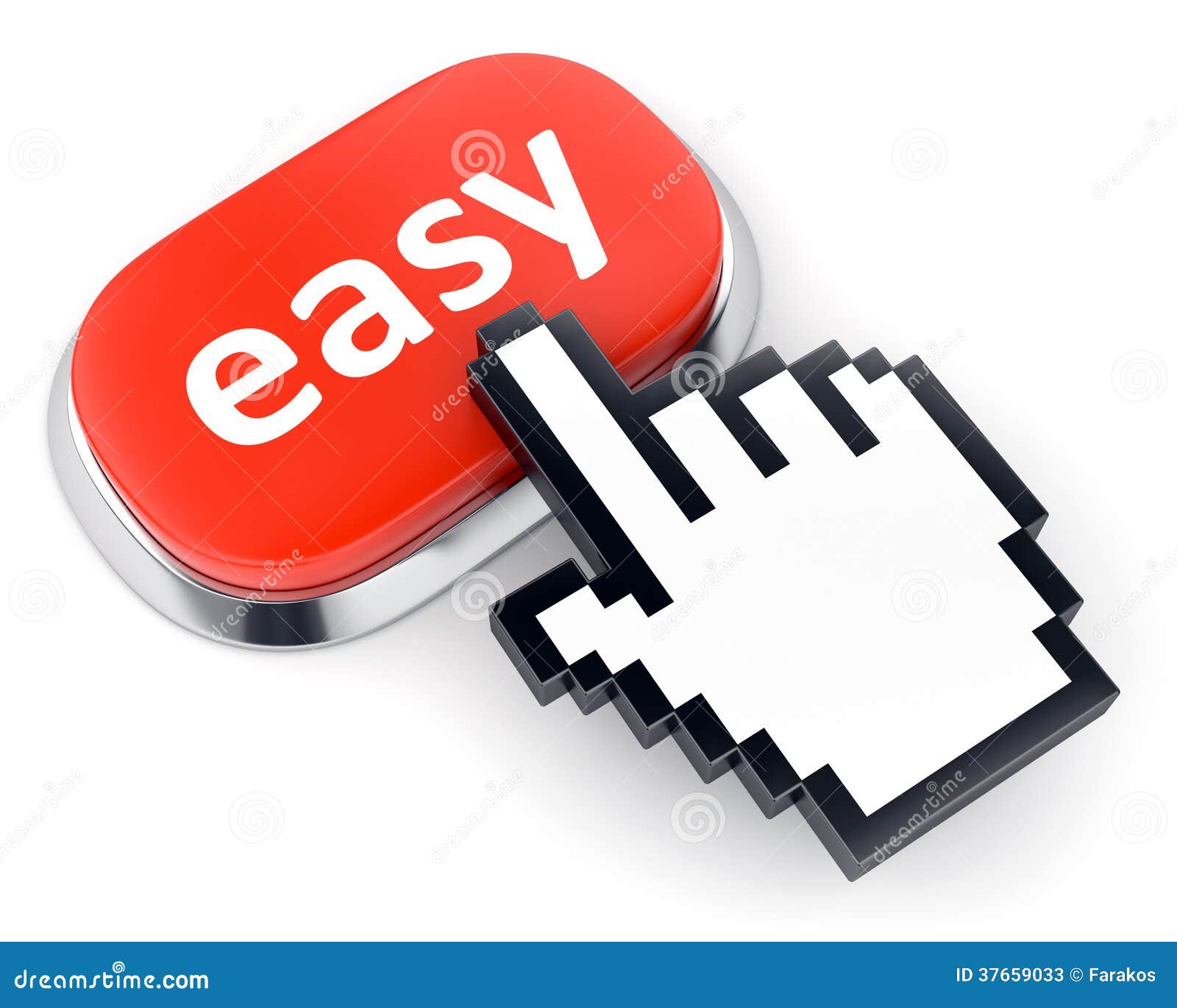 Red Easy Button and Hand Cursor Stock Illustration - Illustration of ...