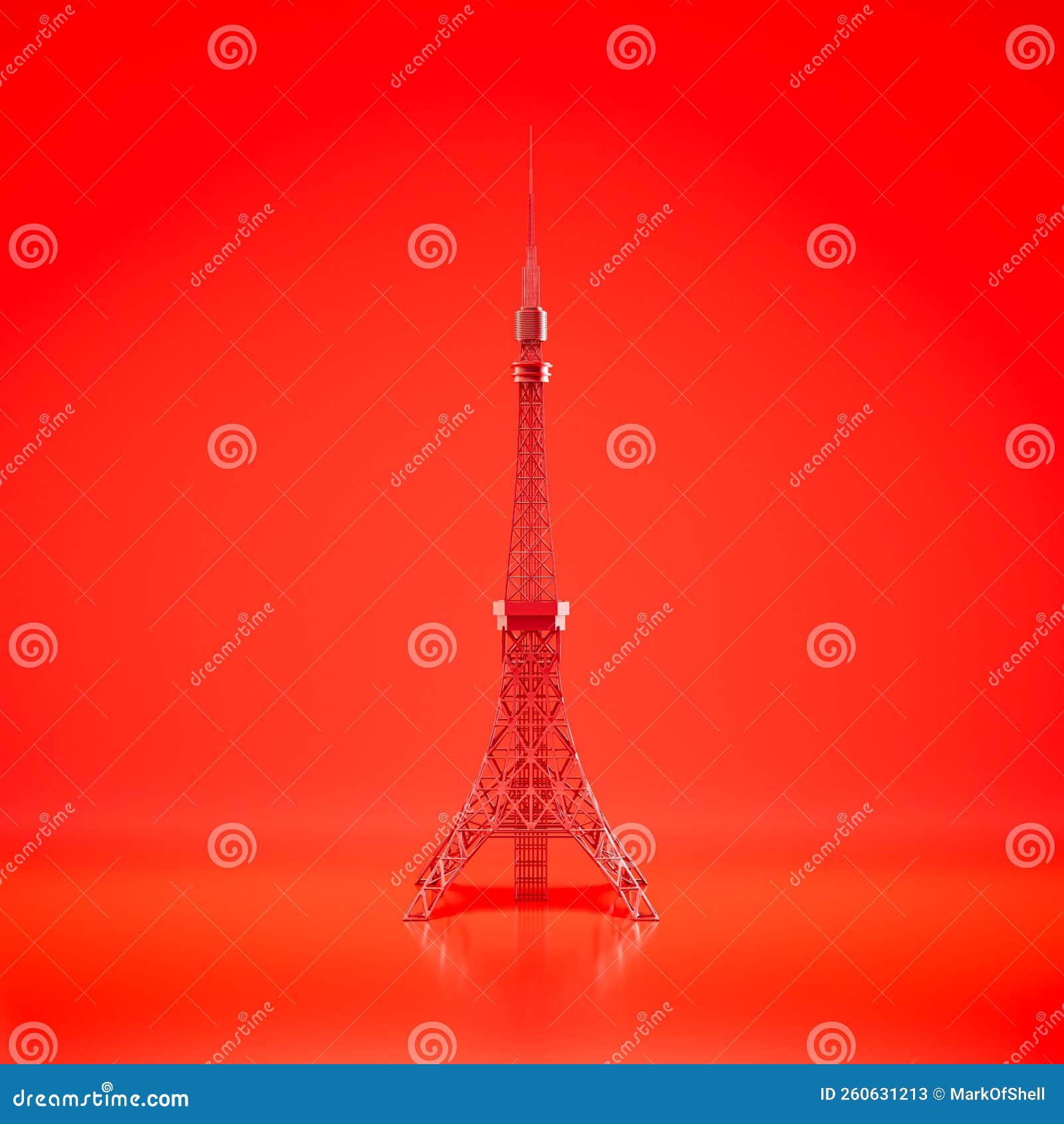 Red Eiffel Tower. Single Monochrome Red Color Tower Stock Illustration ...