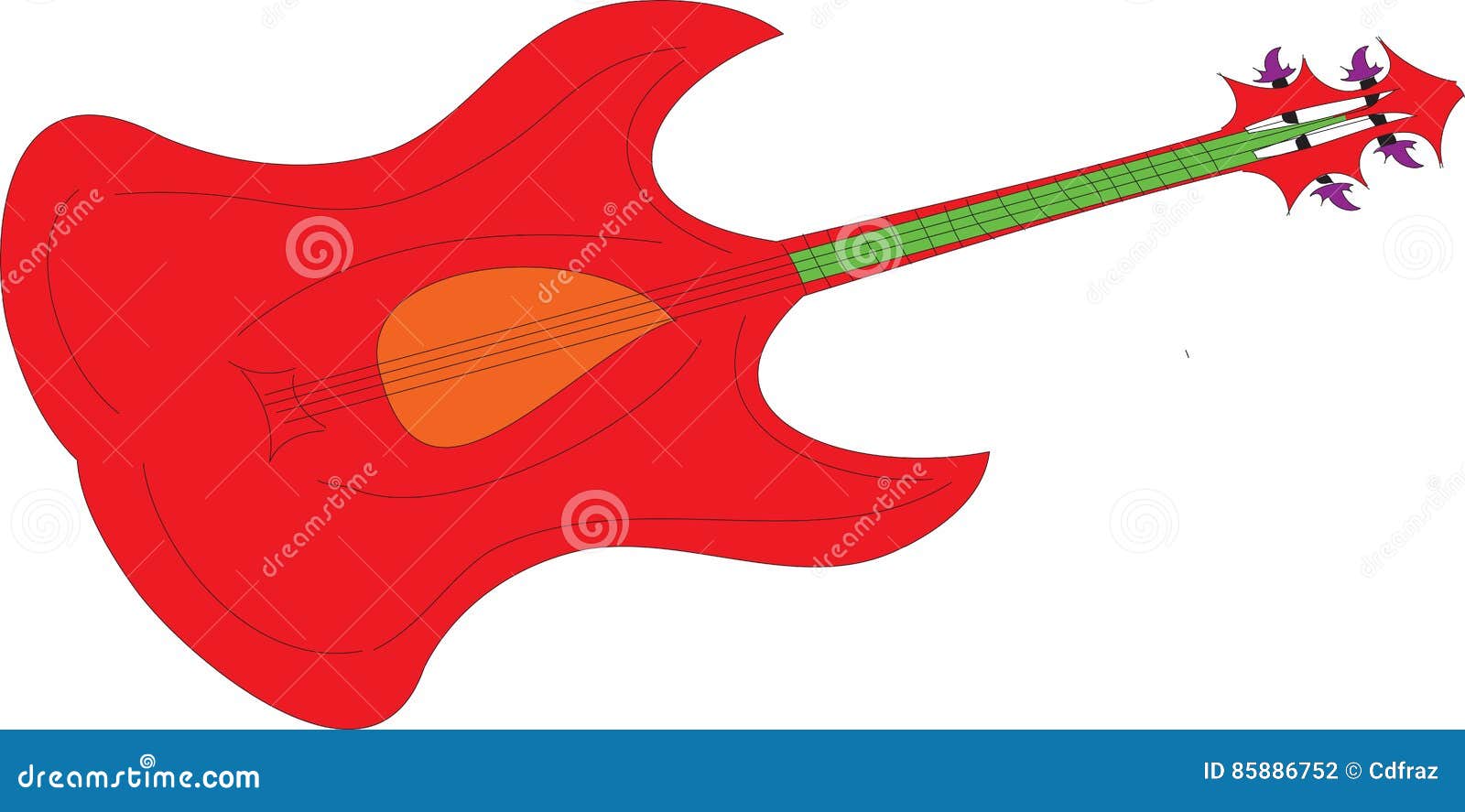 Red Electric Bass Guitar stock vector. Illustration of vector - 85886752