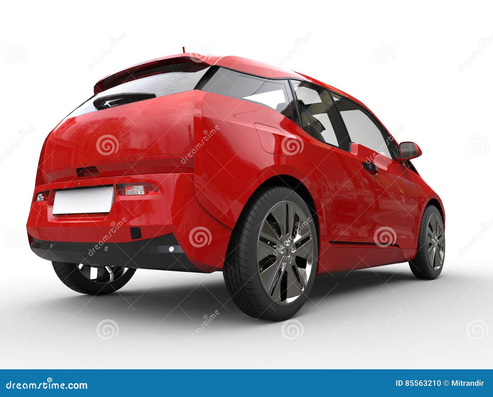 Red Electric Car - Back View Stock Illustration - Illustration of ...