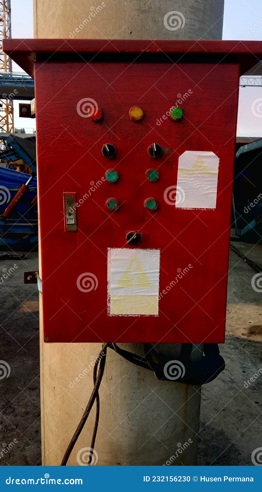 Red Electric Control Panel Box Stock Photo - Image of sign, protect ...