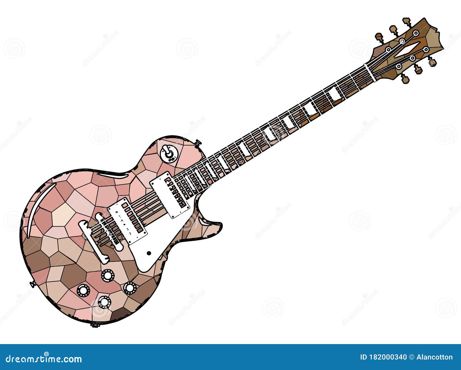 Red Electric Guitar stock vector. Illustration of tuners - 182000340