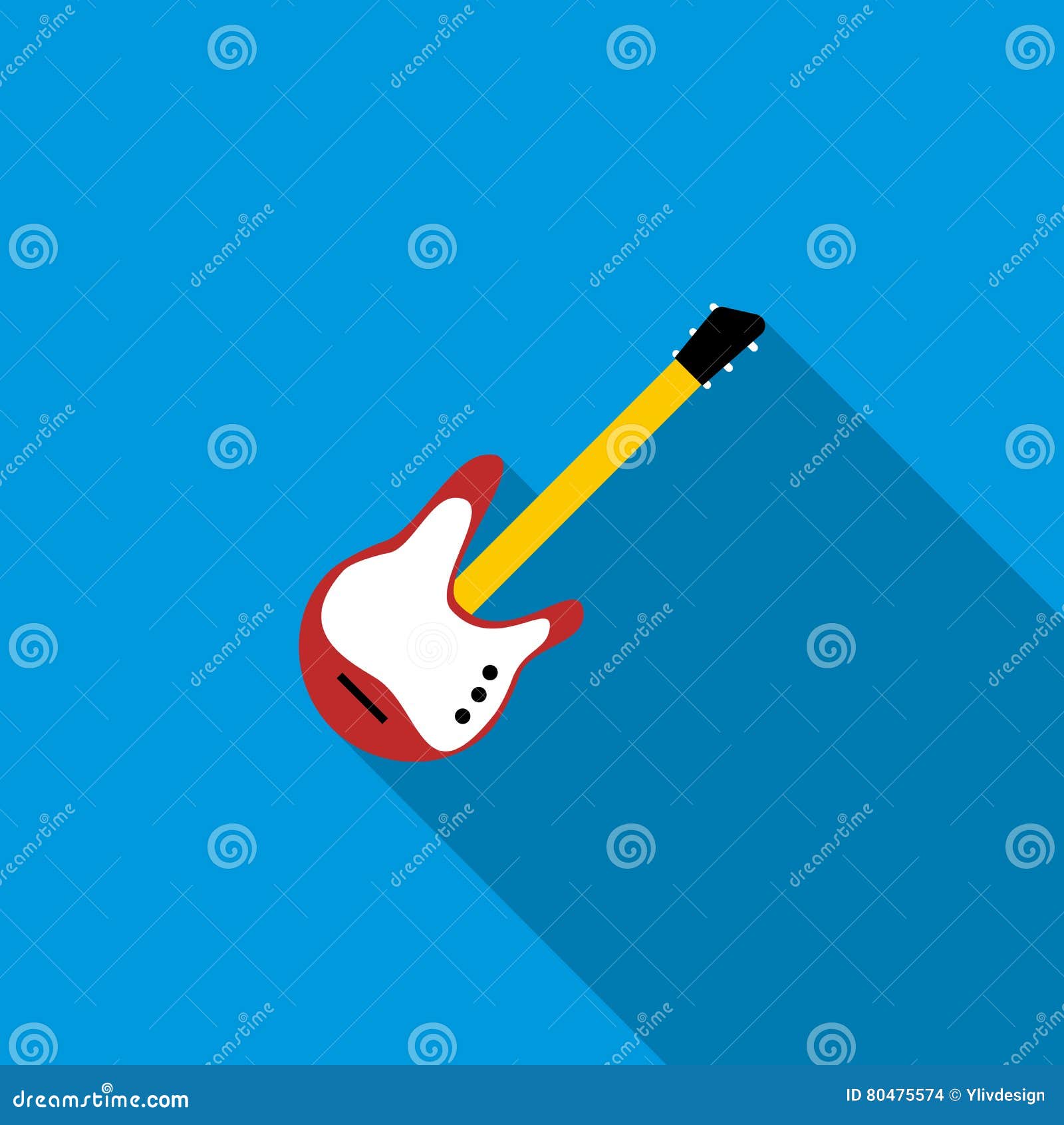 Red Electric Guitar Icon, Flat Style Stock Vector - Illustration of ...