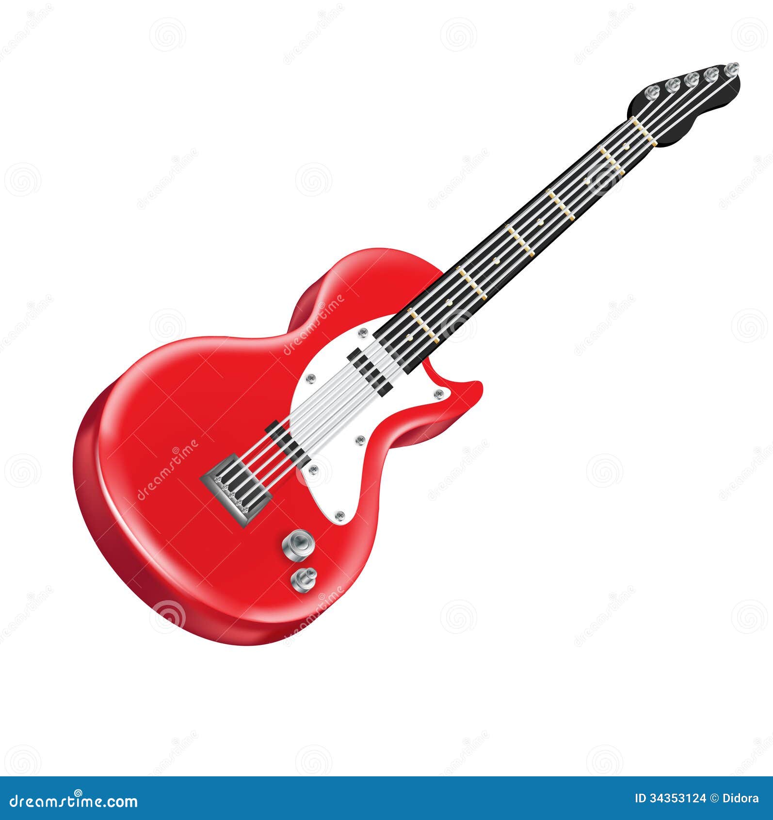 Red Electric Guitar Isolated on White Stock Vector - Illustration of ...