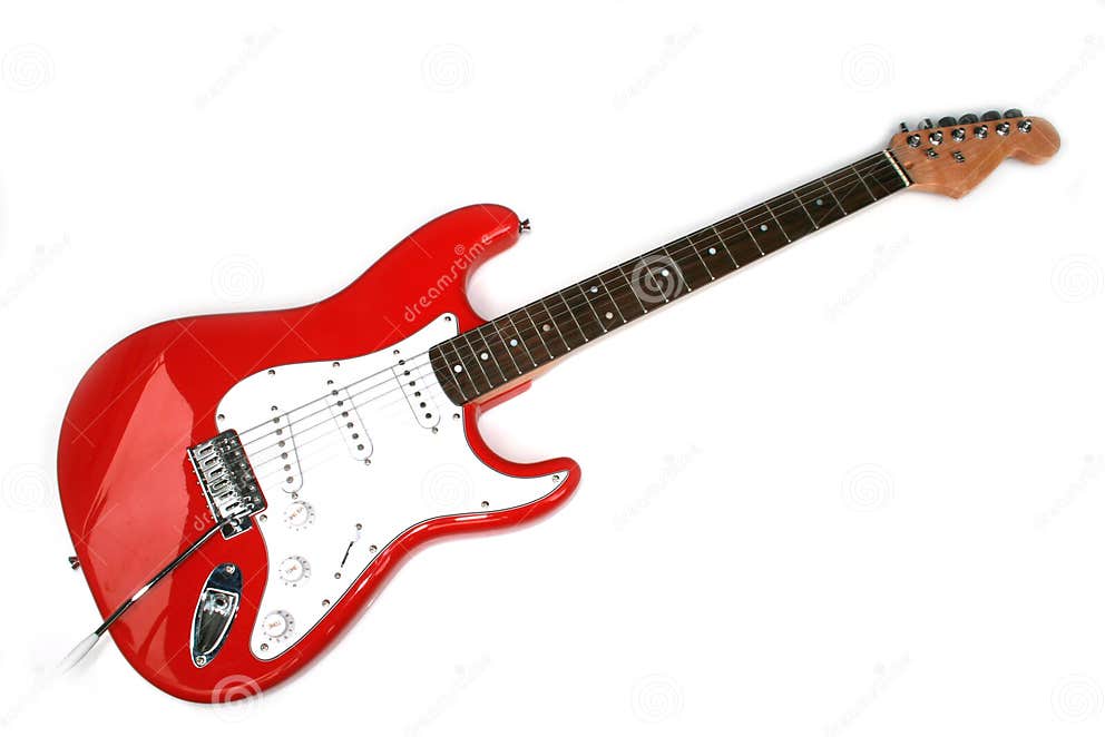 Red Electric Guitar with Six Strings Stock Photo - Image of guitar ...