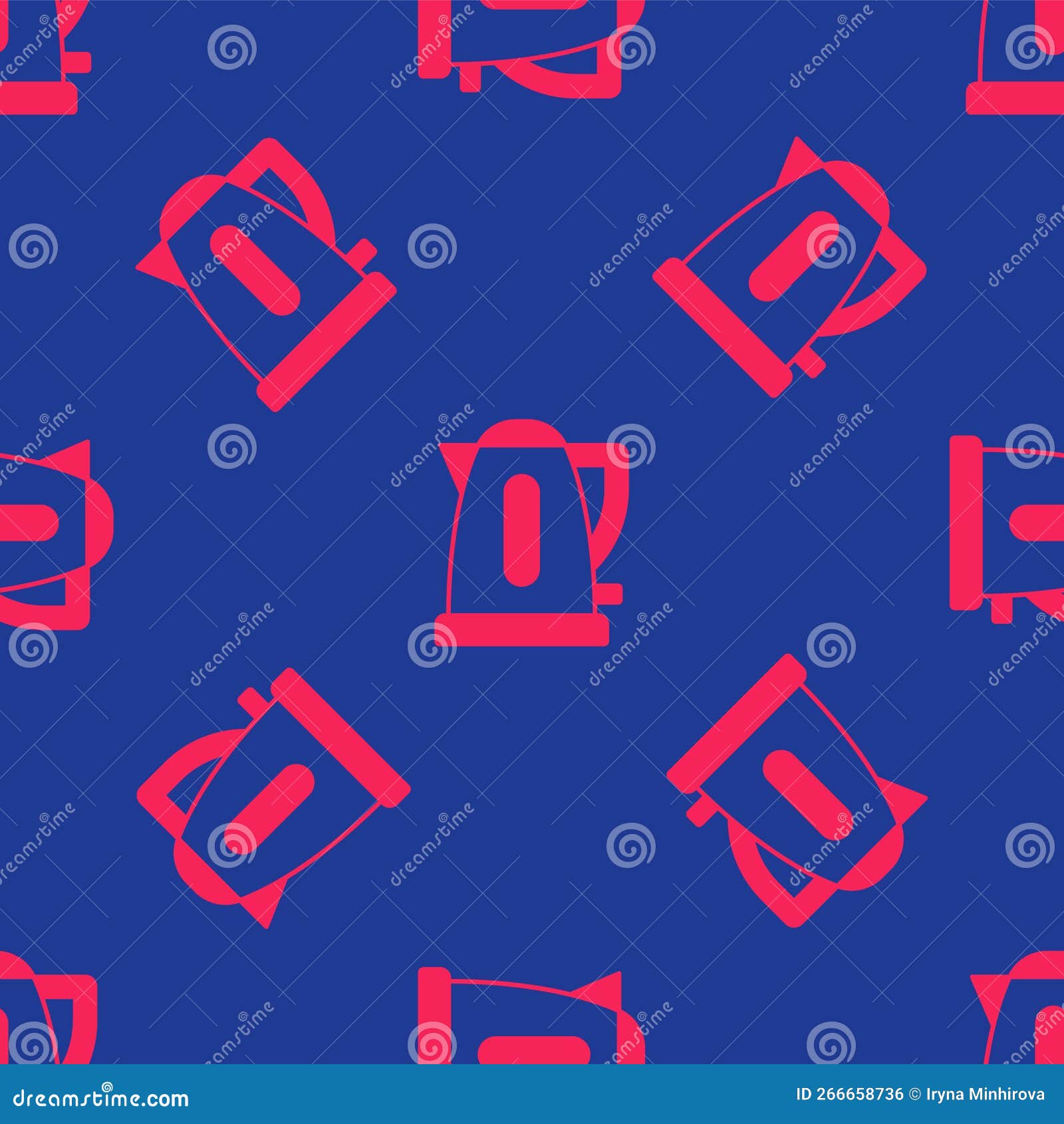 Red Electric Kettle Icon Isolated Seamless Pattern on Blue Background ...