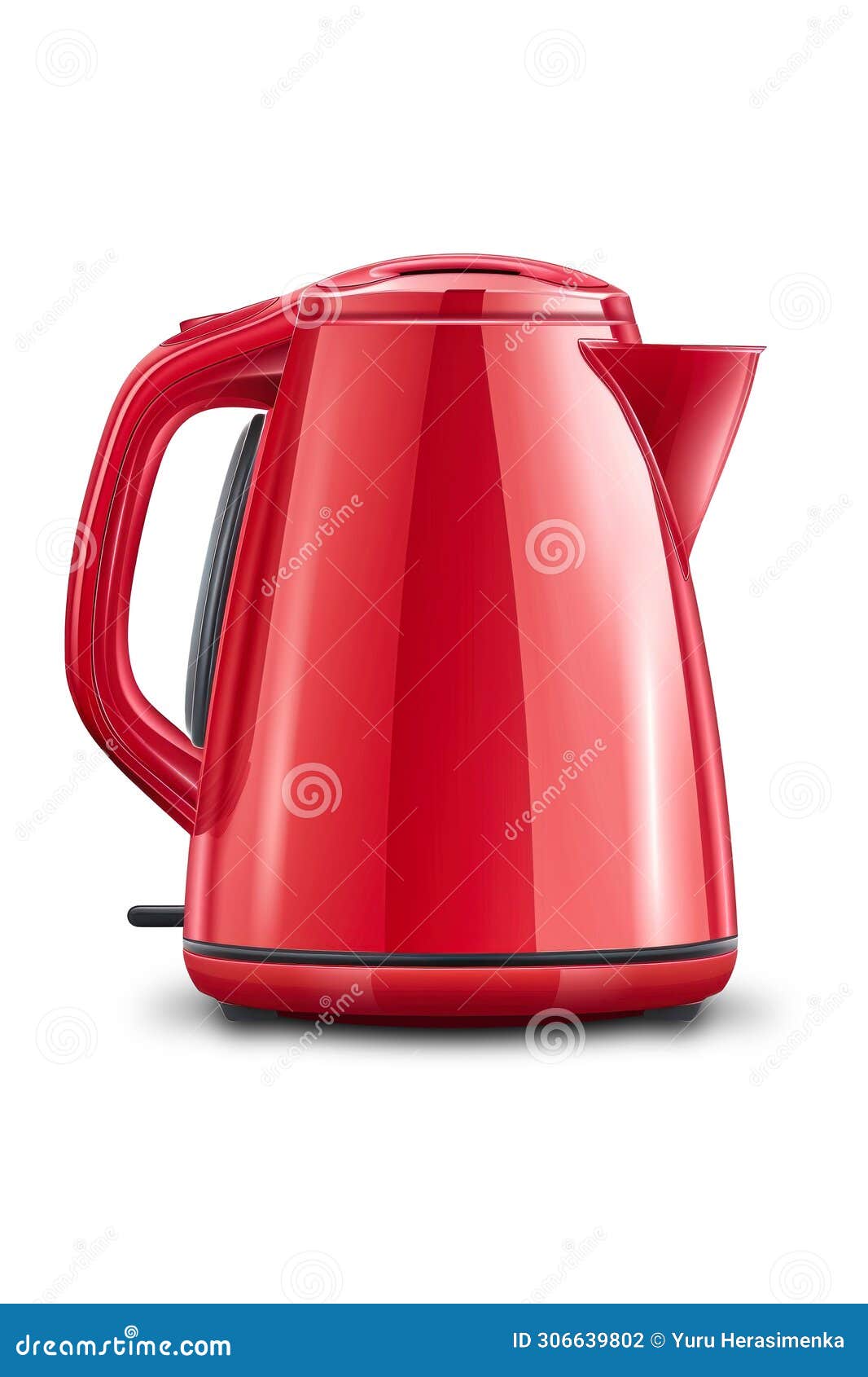 Red Electric Kettle on White Background Stock Photo - Illustration of ...