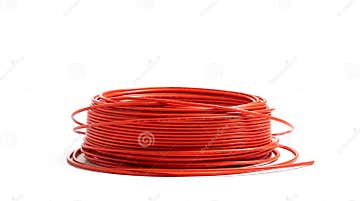 Red Electric Wire Isolated on White Background Stock Photo - Image of ...