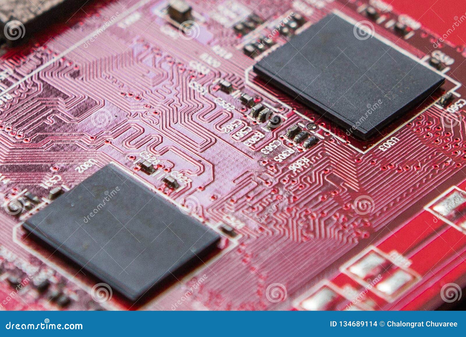 Red Electronic Circuit Board Stock Photo - Image of background ...