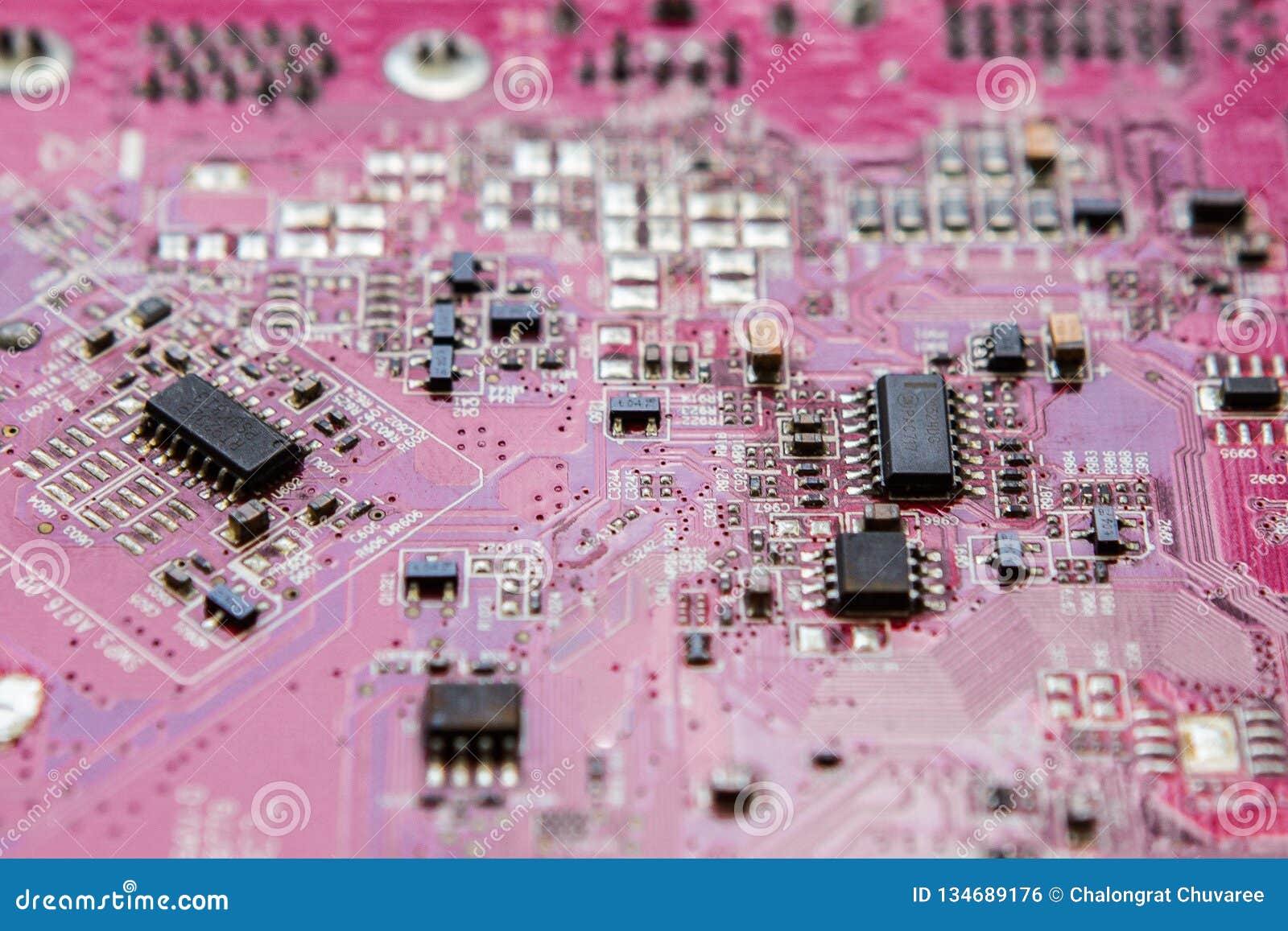 Red Electronic Circuit Board Stock Photo - Image of equipment ...