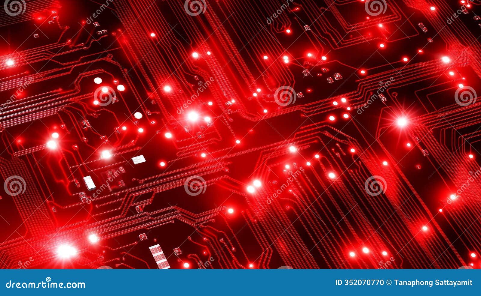 Red Electronic Circuit Technology Abstract Digital Technology Concept ...