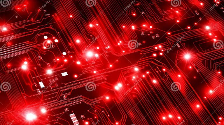 Red Electronic Circuit Technology Abstract Digital Technology Concept ...