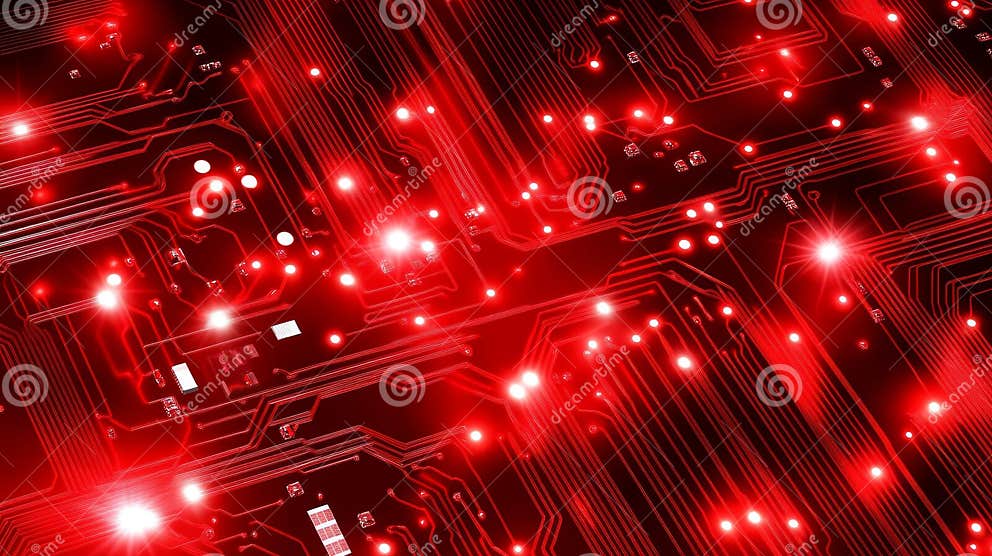Red Electronic Circuit Technology Abstract Digital Technology Concept ...