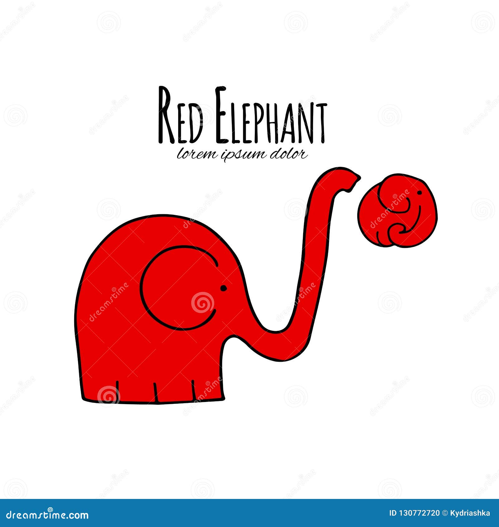 Red elephant design stock vector. Illustration of flat - 130772720